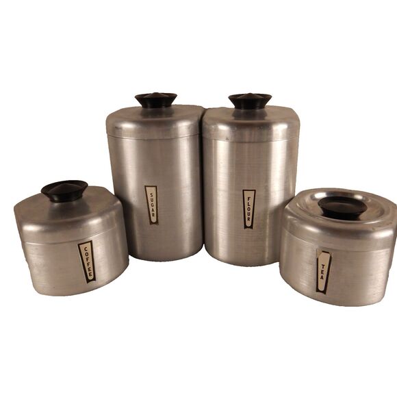 Kromex | Kitchen | Kromex Aluminum Canisters Set Of 4 Coffee Tea Sugar ...